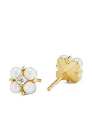 David Yurman 18kt Yellow Pearl And Diamond Stud Earrings