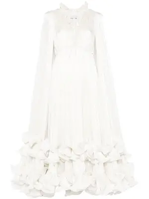 ANA RADU Cape-detailed Maxi Dress - White