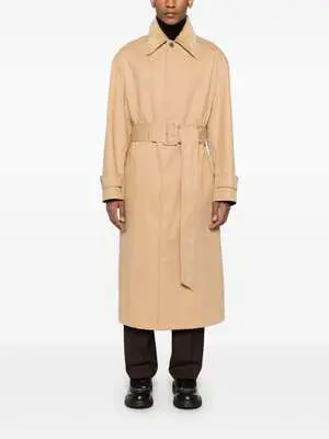AMI Paris Belted Long Coat - Neutrals