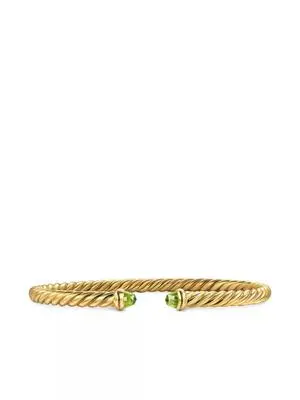 David Yurman 18kt Yellow Cablespira Peridot Cuff - Gold