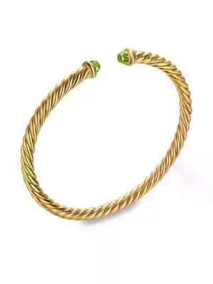 David Yurman 18kt Yellow Cablespira Peridot Cuff - Gold