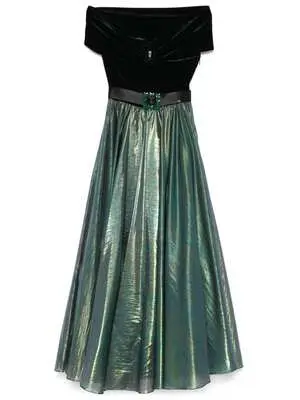 NISSA Chiffon Lamé Maxi Dress