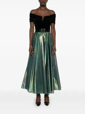 NISSA Chiffon Lamé Maxi Dress