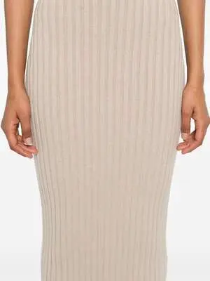Max Mara Seta Ribbed-knit Midi Skirt - Neutrals