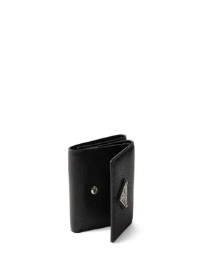 Prada Small Enamel Triangle-logo Wallet - Black