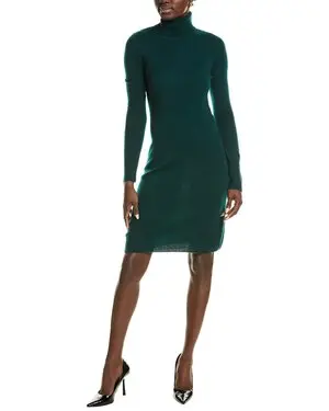 Sofia Cashmere Classic Turtleneck Cashmere Sweaterdress - Green
