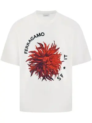 FERRAGAMO Maxi-print Detail T-shirt - White