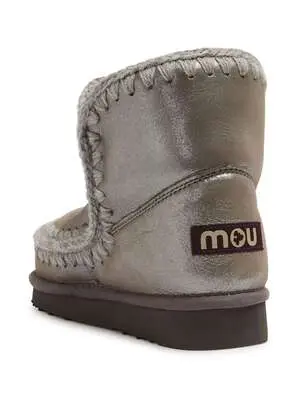 Mou Sheepskin Ankle Boots With Metallic Finish - Grey