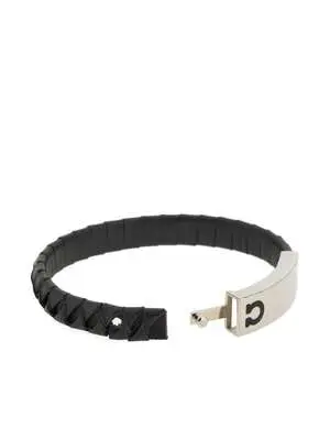 FERRAGAMO Gancini Leather Bracelet - Black