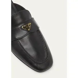 Prada Vitello Leather Mule Loafers - Nero