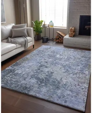 DALYN RUG COMPANY Dalyn Luxury Washable Bresca Bc6 Area Rug, 3' X 5 - Blue