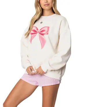 EDIKTED Bow Printed Sweatshirt
