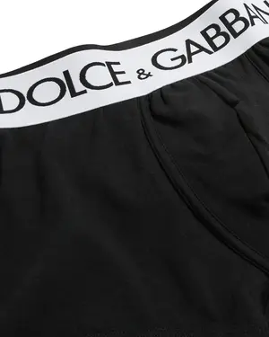 Dolce & Gabbana Cotton Blend Logo Waistband Boxer Briefs - Black