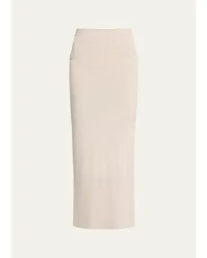 Anna Quan Gia Ribbed Knit Midi Skirt - Ltgray