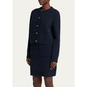 Bottega Veneta Knot-button Boucle Knit Cardigan - Navy