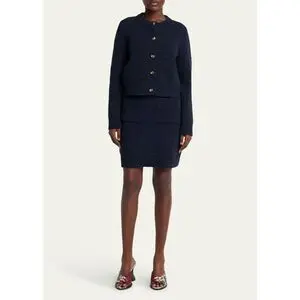 Bottega Veneta Knot-button Boucle Knit Cardigan - Navy