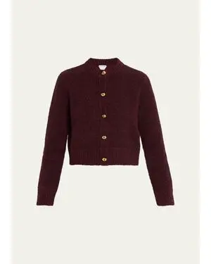 Bottega Veneta Bottega Veneta Knot-Button Boucle Knit Cardigan Oxblood