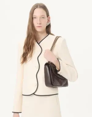Valentino Garavani Crepe Couture Jacket With Jewel Button Detail - Vanilla/black