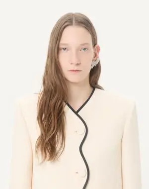 Valentino Garavani Crepe Couture Jacket With Jewel Button Detail - Vanilla/black