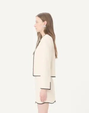 Valentino Garavani Crepe Couture Jacket With Jewel Button Detail - Vanilla/black