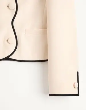 Valentino Garavani Crepe Couture Jacket With Jewel Button Detail - Vanilla/black
