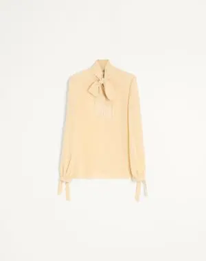 VALENTINOGARAVANI Valentino Crepe De Chine Long-Sleeve Shirt With Bow Detail