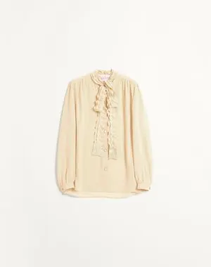 VALENTINOGARAVANI Valentino Crepe De Chine Long-Sleeve Shirt With Bow Detail