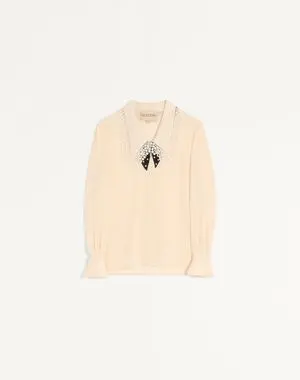 ValentinoGaravani Crepe De Chine Long-sleeve Shirt With Bow Detail - Ivory