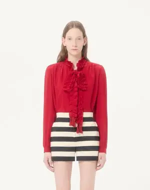 ValentinoGaravani Crepe De Chine Long-sleeve Shirt With Bow Detail - Paris