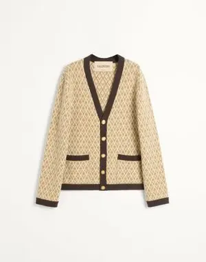 Valentino Garavani Wool Cardigan With Jacquard Pattern - Beige/cream