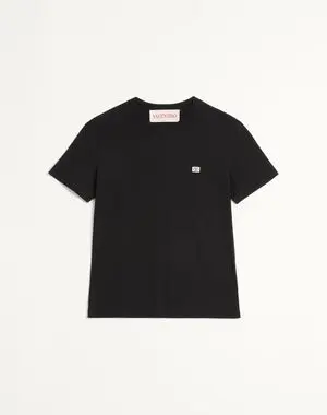 Valentino Garavani Cotton T-shirt With Vlogo Patch - Black