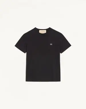 Valentino Garavani Cotton T-shirt With Vlogo Patch - Black