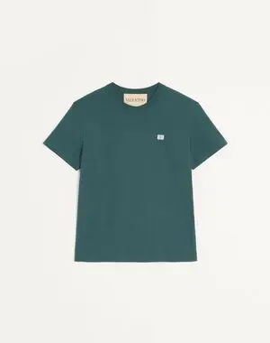 Valentino Garavani Cotton T-shirt With Vlogo Patch - Dark Green