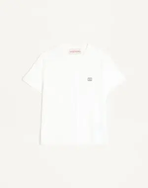 Valentino Garavani Cotton T-shirt With Vlogo Patch - Ivory