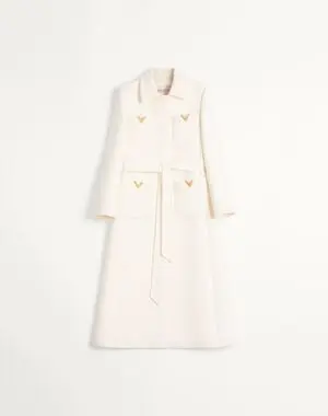 Valentino Garavani Drill Double Coat With V Gold Detail - Ivory