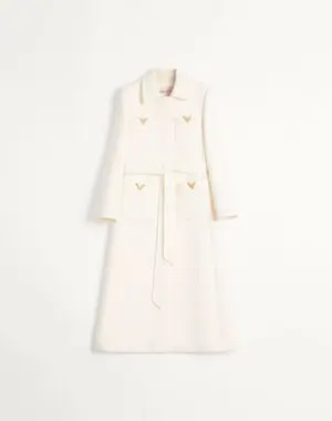 Valentino Garavani Drill Double Coat With V Gold Detail - Ivory