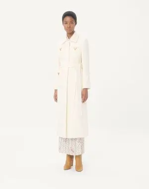 Valentino Garavani Drill Double Coat With V Gold Detail - Ivory