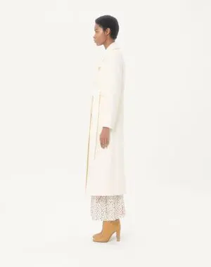 Valentino Garavani Drill Double Coat With V Gold Detail - Ivory
