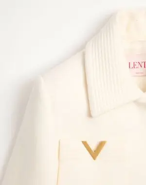 Valentino Garavani Drill Double Coat With V Gold Detail - Ivory