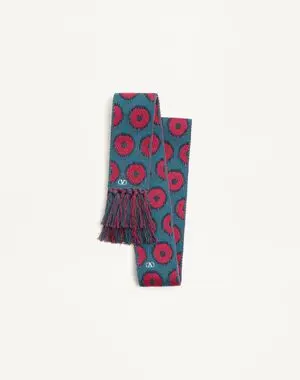 Valentino Garavani Antibes Cotton Scarf With Fringe - Red/blue