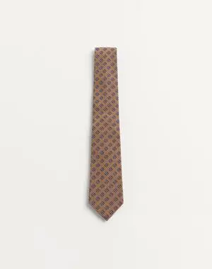 Valentino Garavani Valentino Garavani Micro-Check Jacquard Neck Tie Beige/black