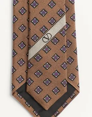 Valentino Garavani Micro-check Jacquard Neck Tie - Beige/black