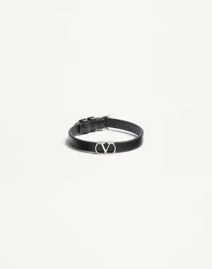 Valentino Garavani Vlogo Signature Grainy Calfskin Bracelet - Black