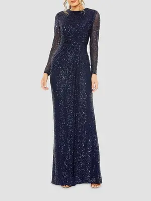 Mac Duggal Sequined Knotted Column Gown