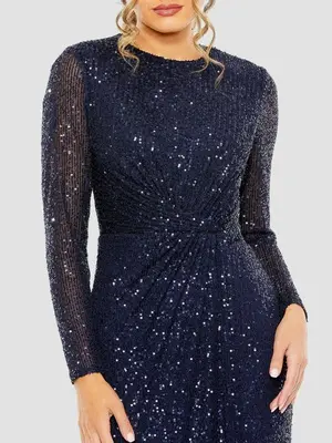 Mac Duggal Sequined Knotted Column Gown