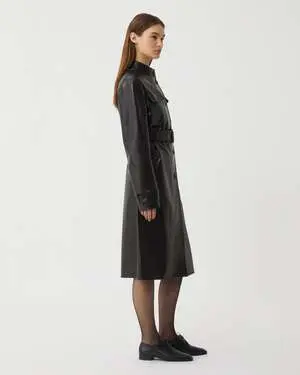 Veronica De Piante Celine Nappa Leather Coat - Black