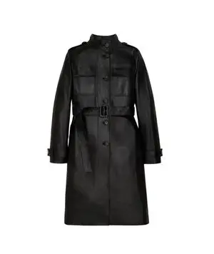 Veronica De Piante Celine Nappa Leather Coat - Black