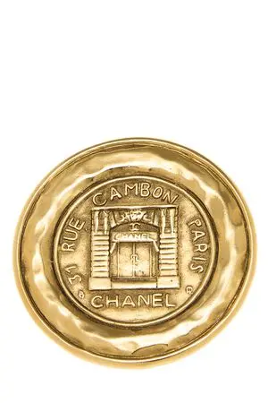Chanel Rue Cambon Logo Pin - Gold