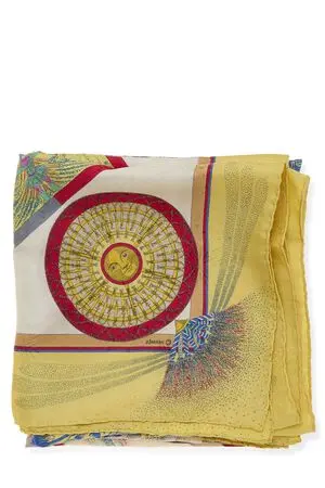 Hermès Multicolor 'feux D'artifice' Silk Scarf 90 - Yellow