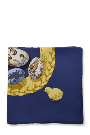 Hermès Multicolor 'couvee D Silk Scarf 90 - Blue